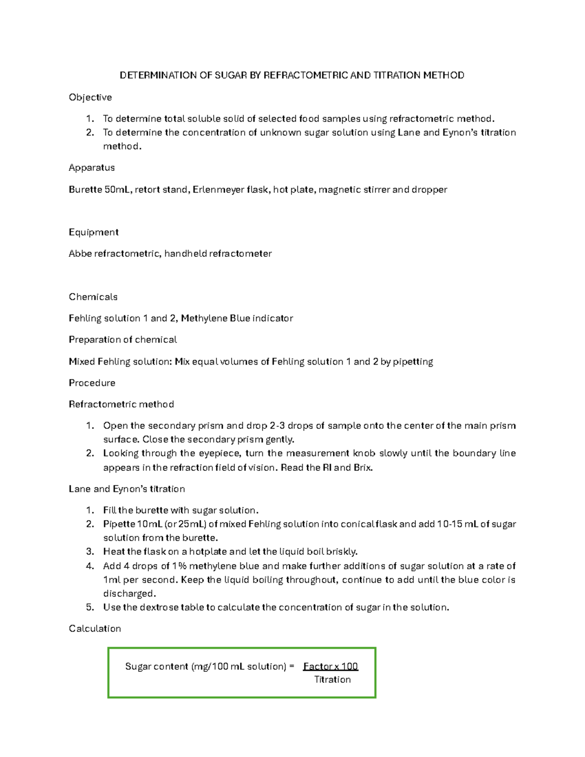 5. Experiment Sugar Determination - Lab Manual for Refractometry ...