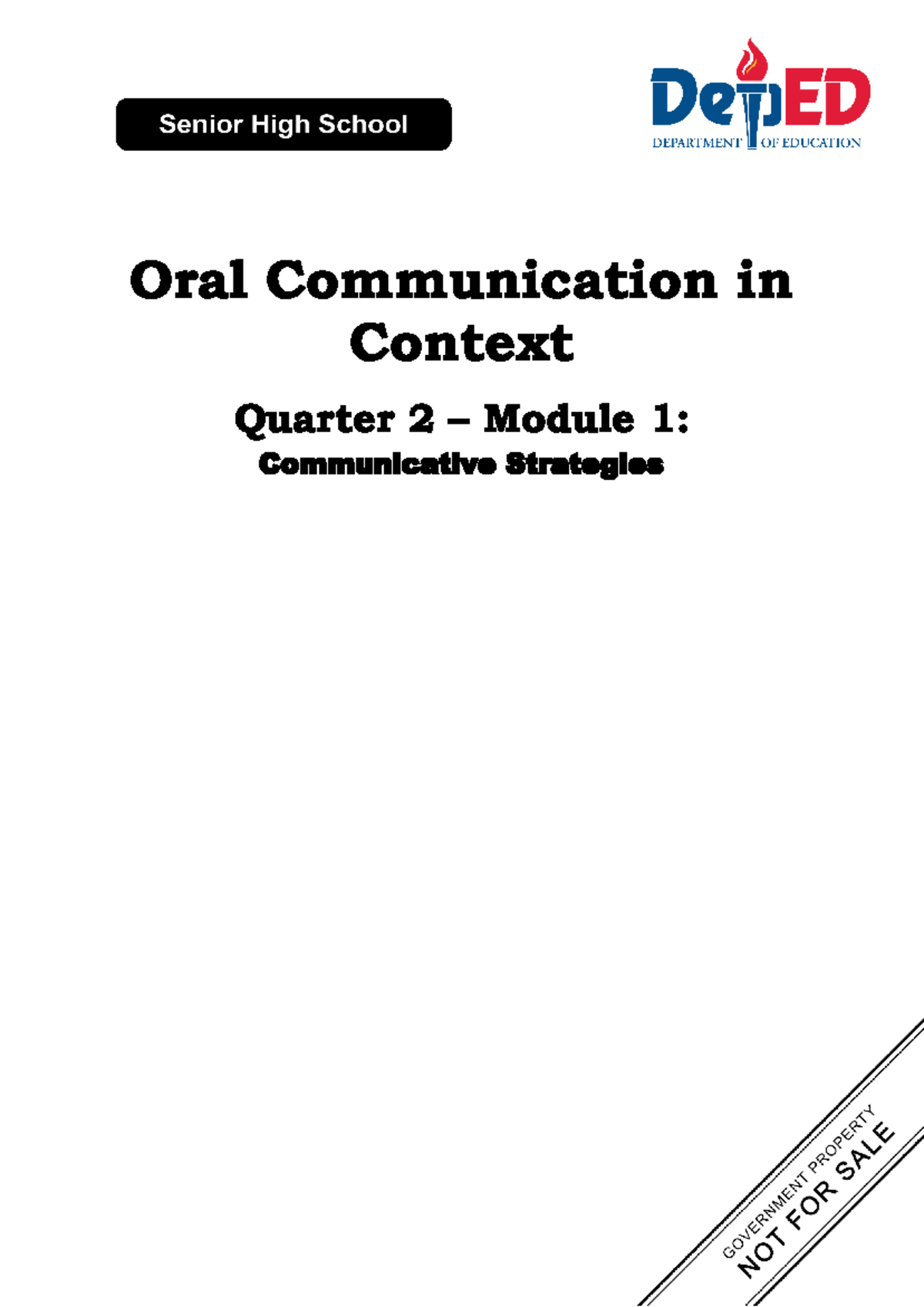 Oralcomm Q2 M1 - Communicative Strategies - Oral Communication in ...