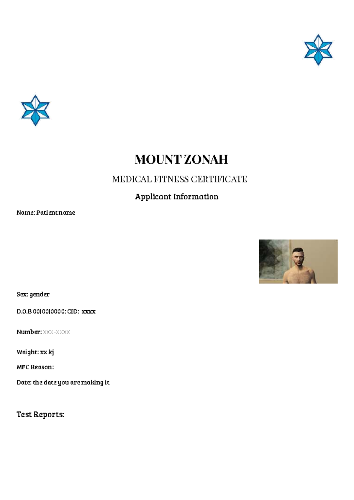 Medical Fitness Certificate for MOUNT ZONAH - Patient Info - Studocu