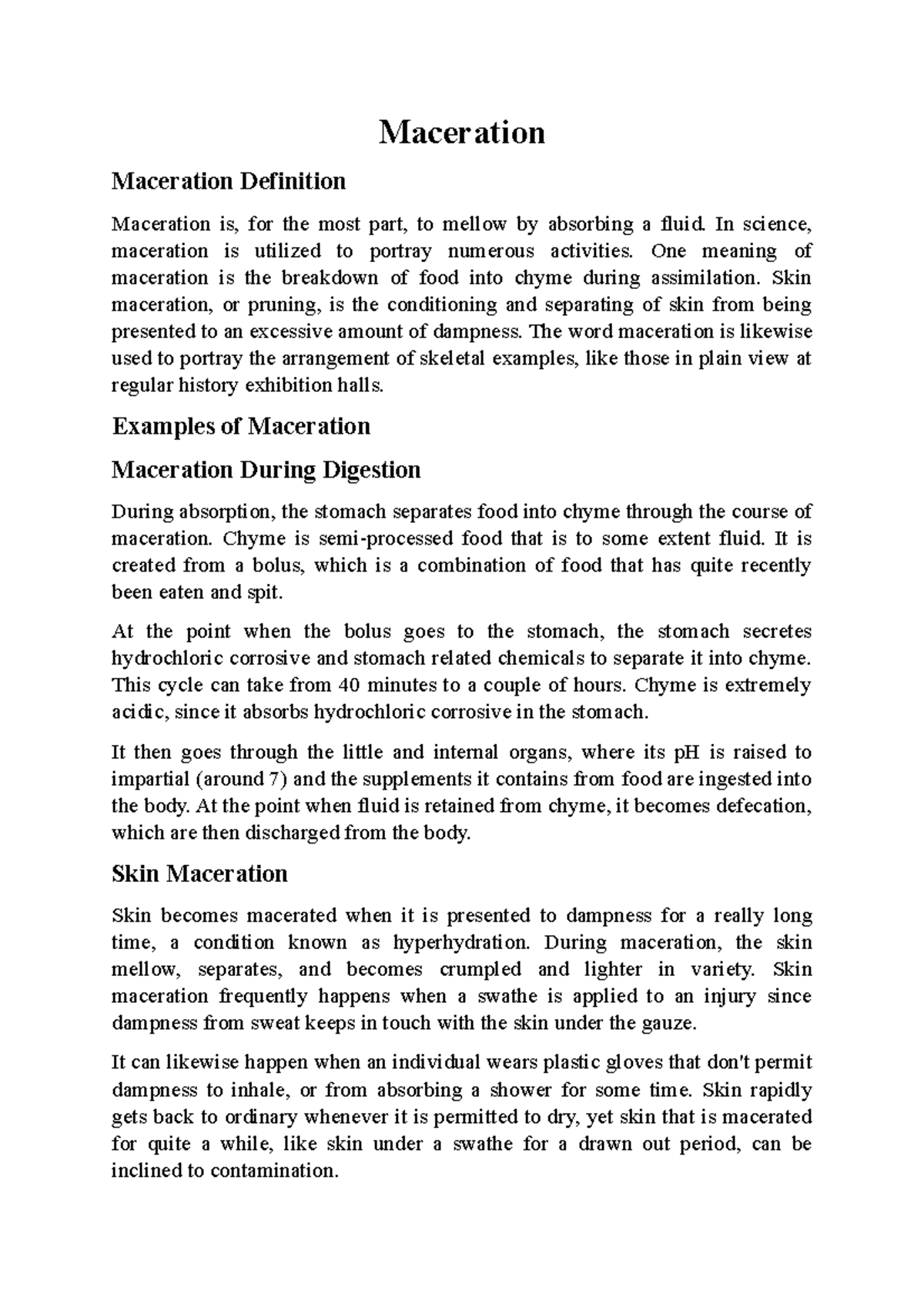 Understanding Maceration: Definitions, Processes, and Examples - Studocu
