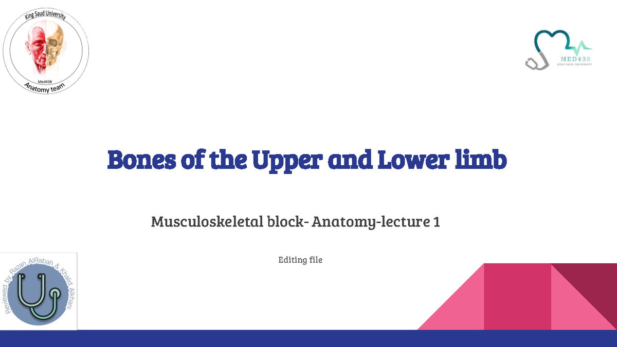 Lecture (1) Bones of Upper limb and Lower limb - Musculoskeletal block ...