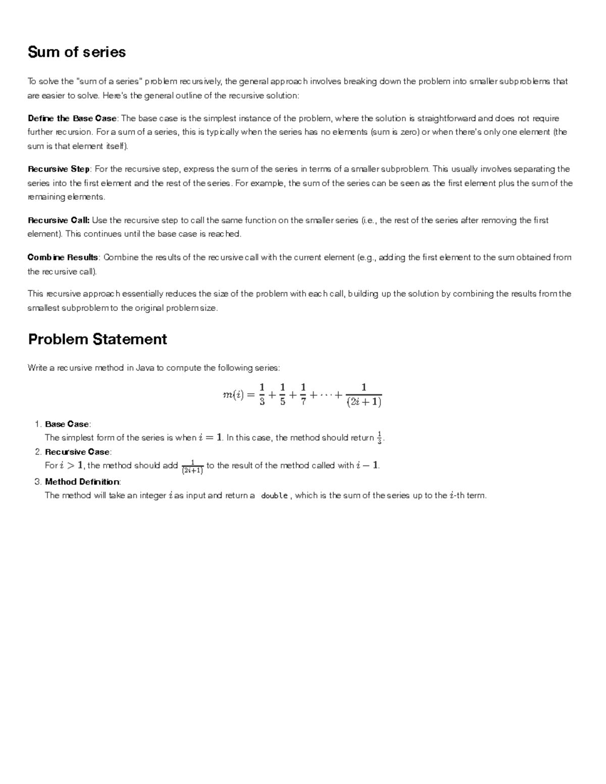 Recursive Series Sum in Java - Studocu