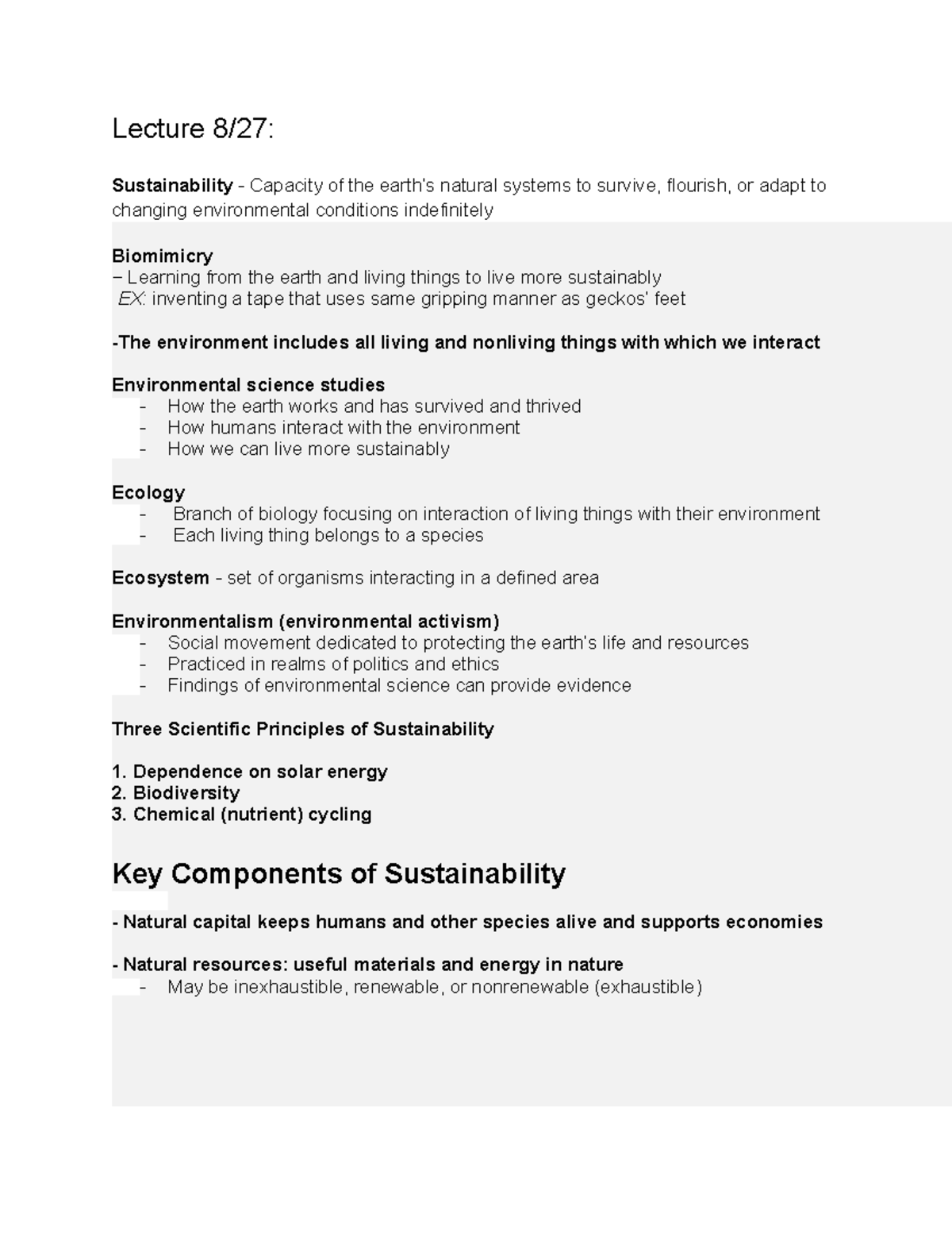 Environmental Science and Sustainability: Key Concepts (ENV 101) - Studocu