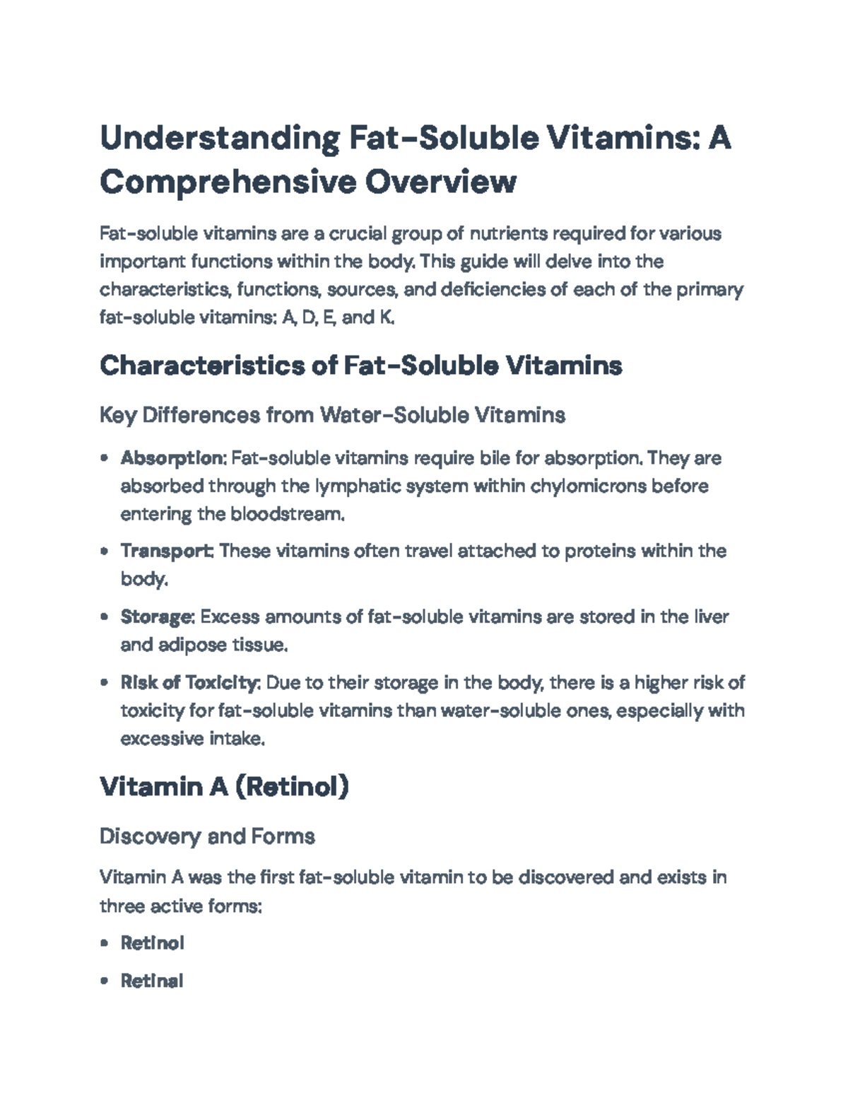 Comprehensive Guide to Fat-Soluble Vitamins (A, D, E, K) Functions ...