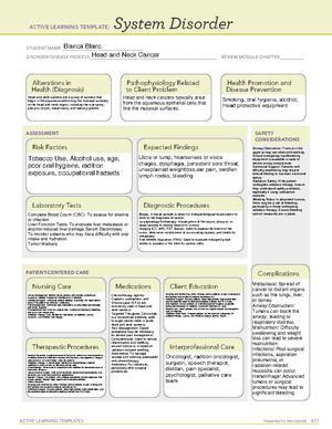 Active Learning Template sys Hemothorax - ACTIVE LEARNING TEMPLATES ...