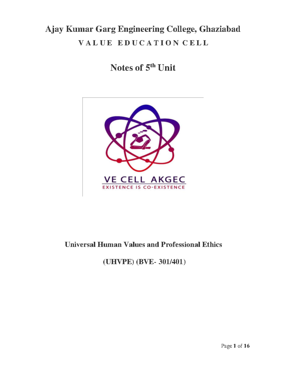 Updated UHVPE Unit V Notes: Universal Human Values & Ethics - Studocu