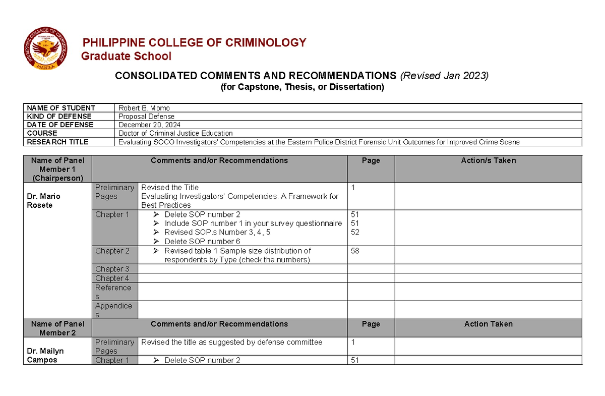 Consolidated Comments & Recommendations for DCJ 2023 - Robert B. Momo ...