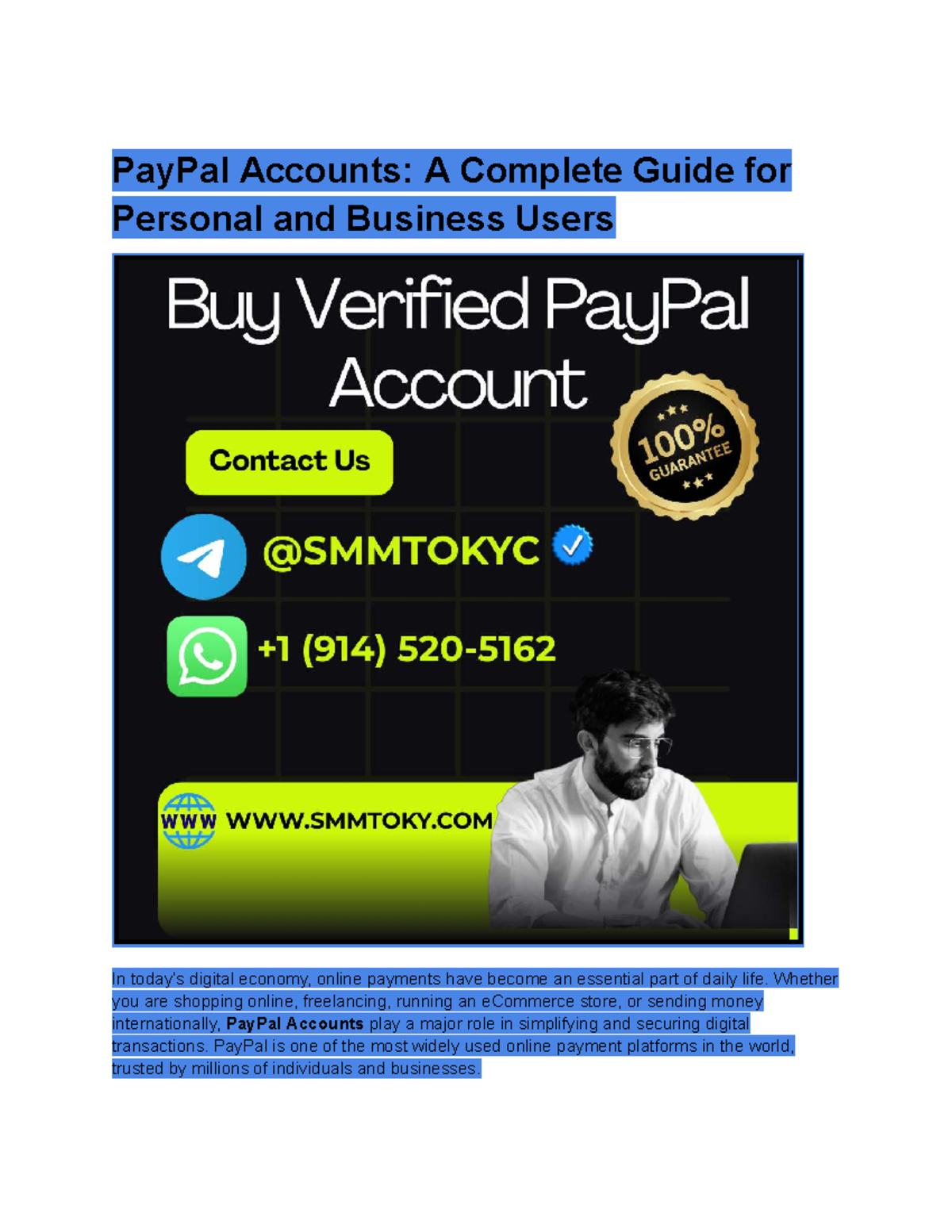 PayPal Accounts: A Comprehensive Guide for Personal & Business Users ...