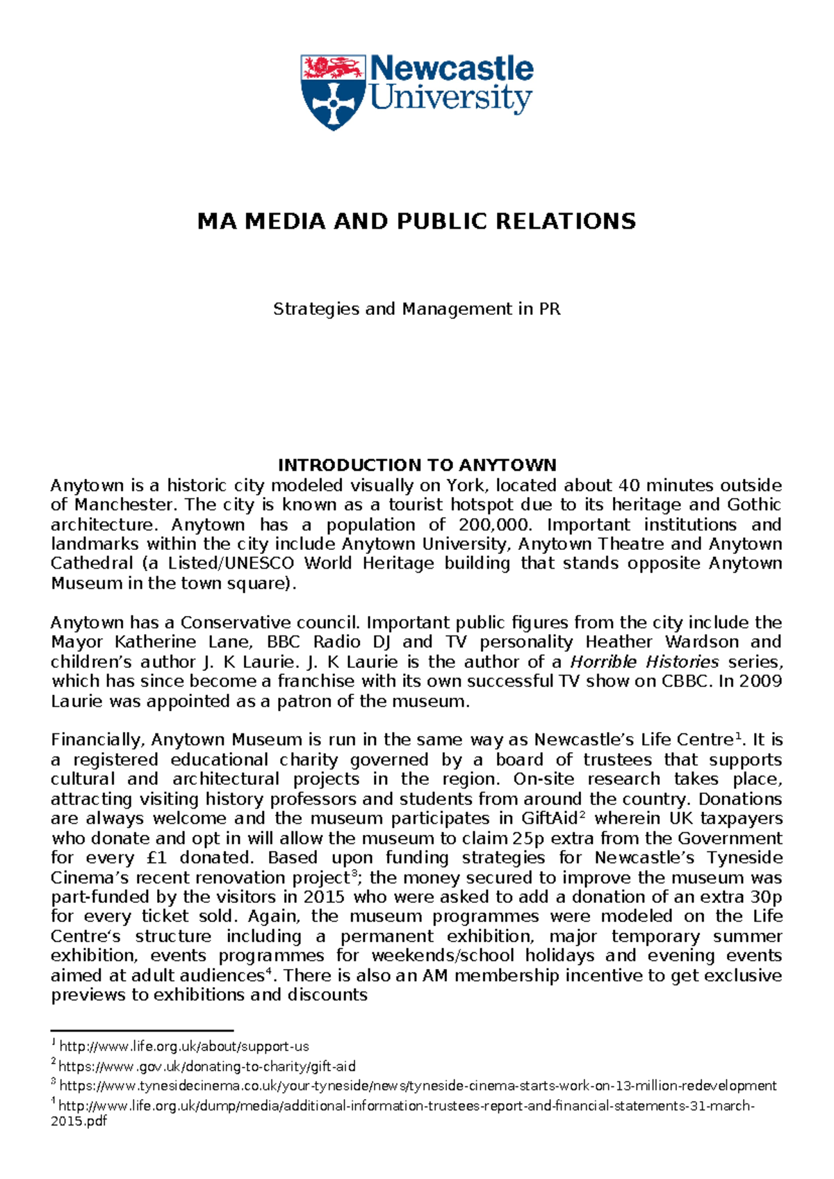 Sample 2 - MA MEDIA AND PUBLIC RELATIONS Strategies and Management in ...