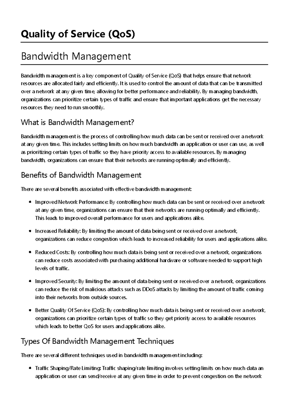 Quality of Service (QoS) in Computer Networks: Bandwidth Management ...