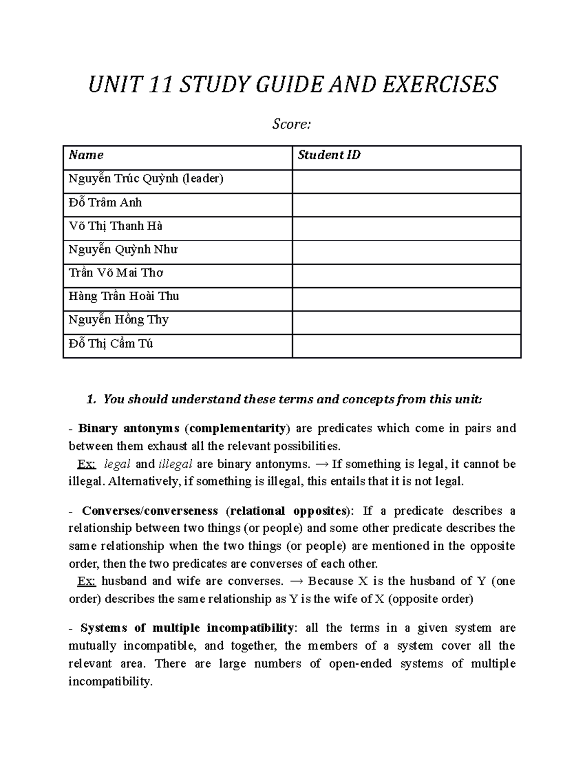 UNIT 11: Key Concepts and Exercises Study Guide - Studocu