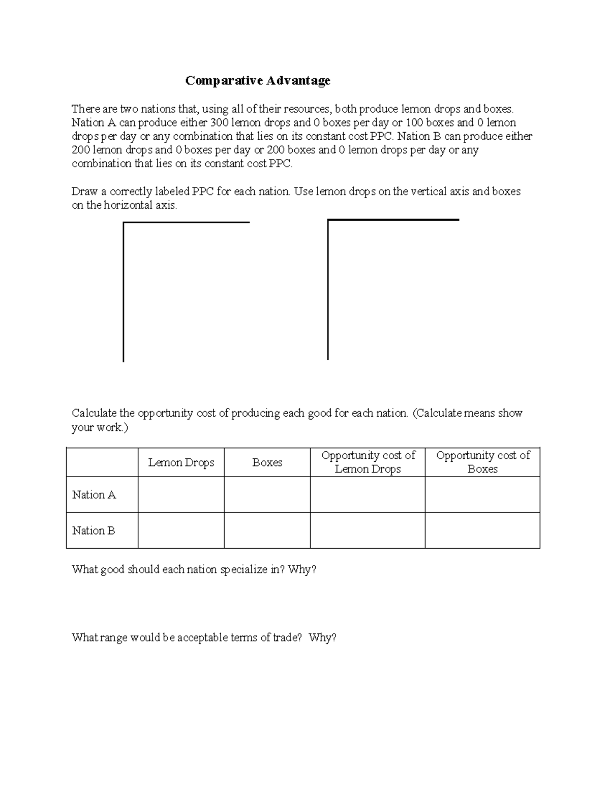 Comparative Advantage Analysis: Nations' Production Possibilities - Studocu