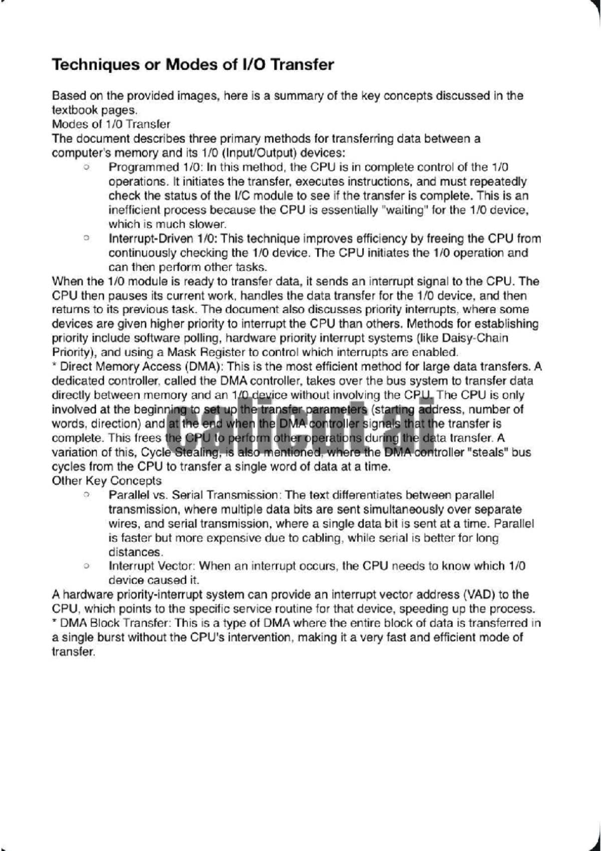 I/O Transfer Techniques: Modes & Methods Explained - Studocu