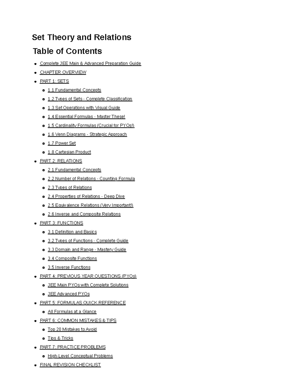 JEE Main Advanced Set Theory & Relations Study Guide - Studocu
