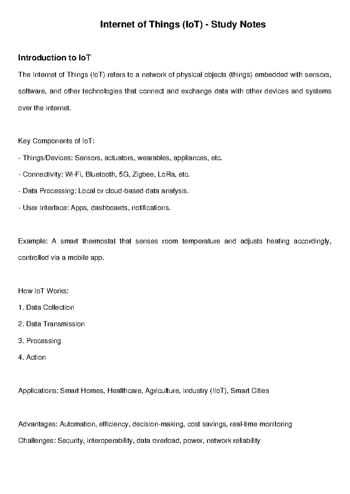 IoT 2 - Comprehensive Study Notes on Internet of Things - Studocu