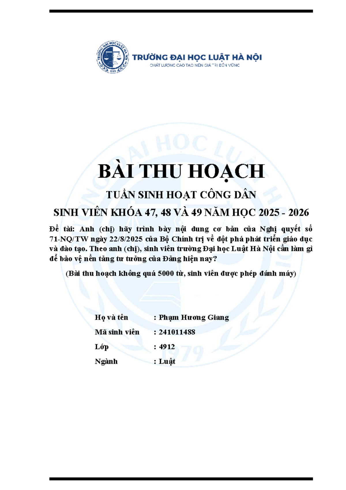 BÀI THU HOẠCH VỀ NỀN TẢNG TƯ TƯỞNG CỦA ĐẢNG KHÓA 47-49 NĂM HỌC 2025 ...