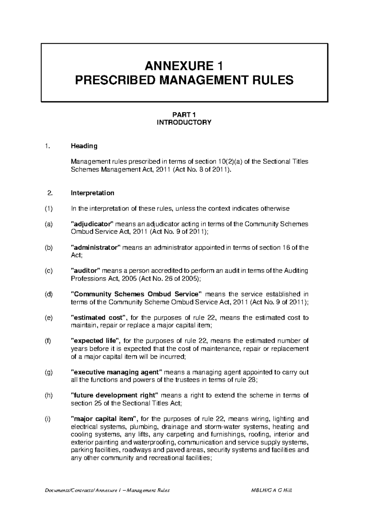 Prescribed Management Rules - Annexure 1 MRC 13 Sep 2018 - Studocu