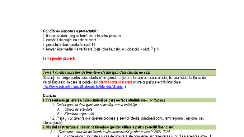 Teme și Structura Proiectului Finanțe 2025-2026: Ghid Complet - Studocu