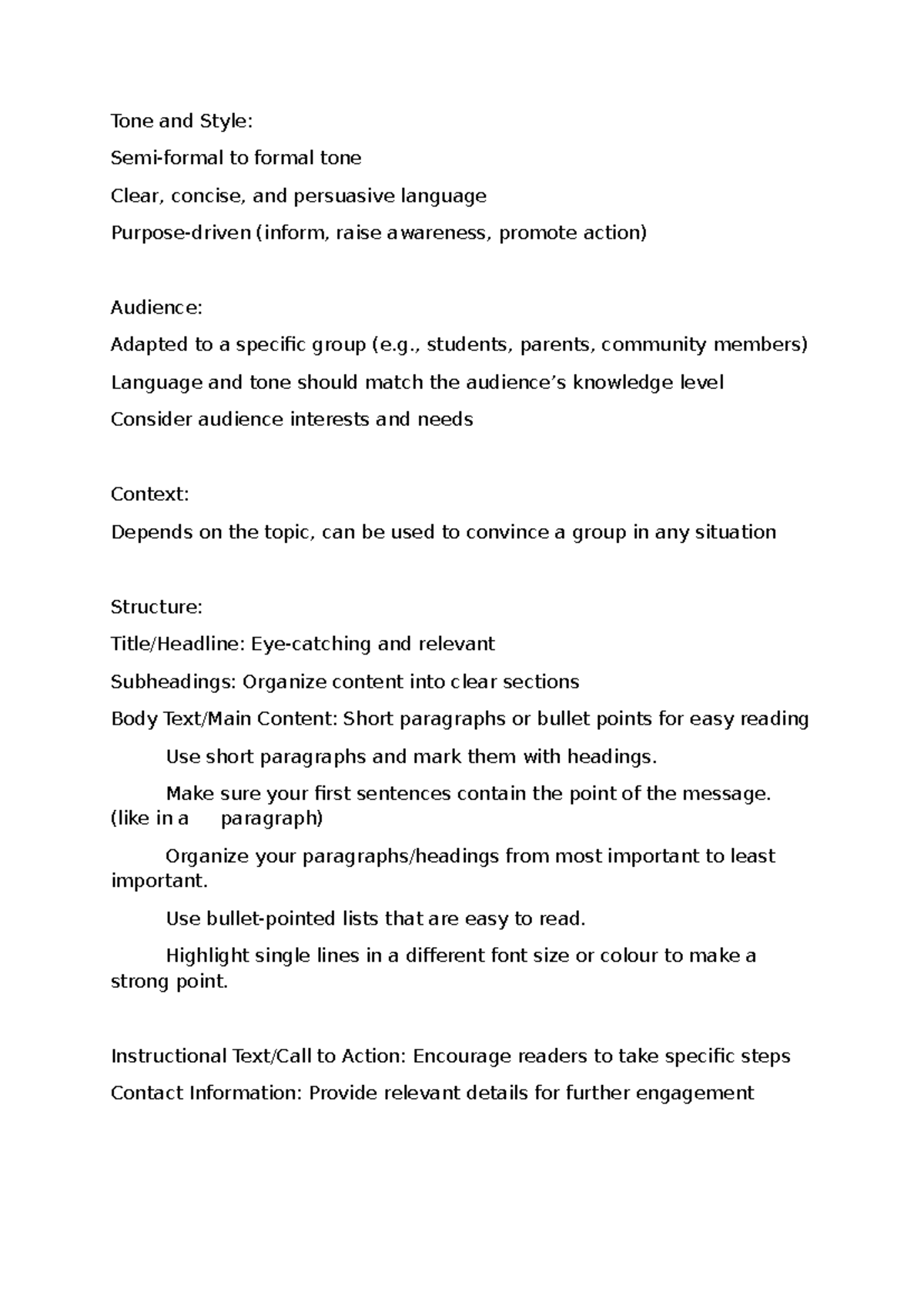 Strobl Pamphlet Theory: Effective Tone & Style for Engagement - Studocu