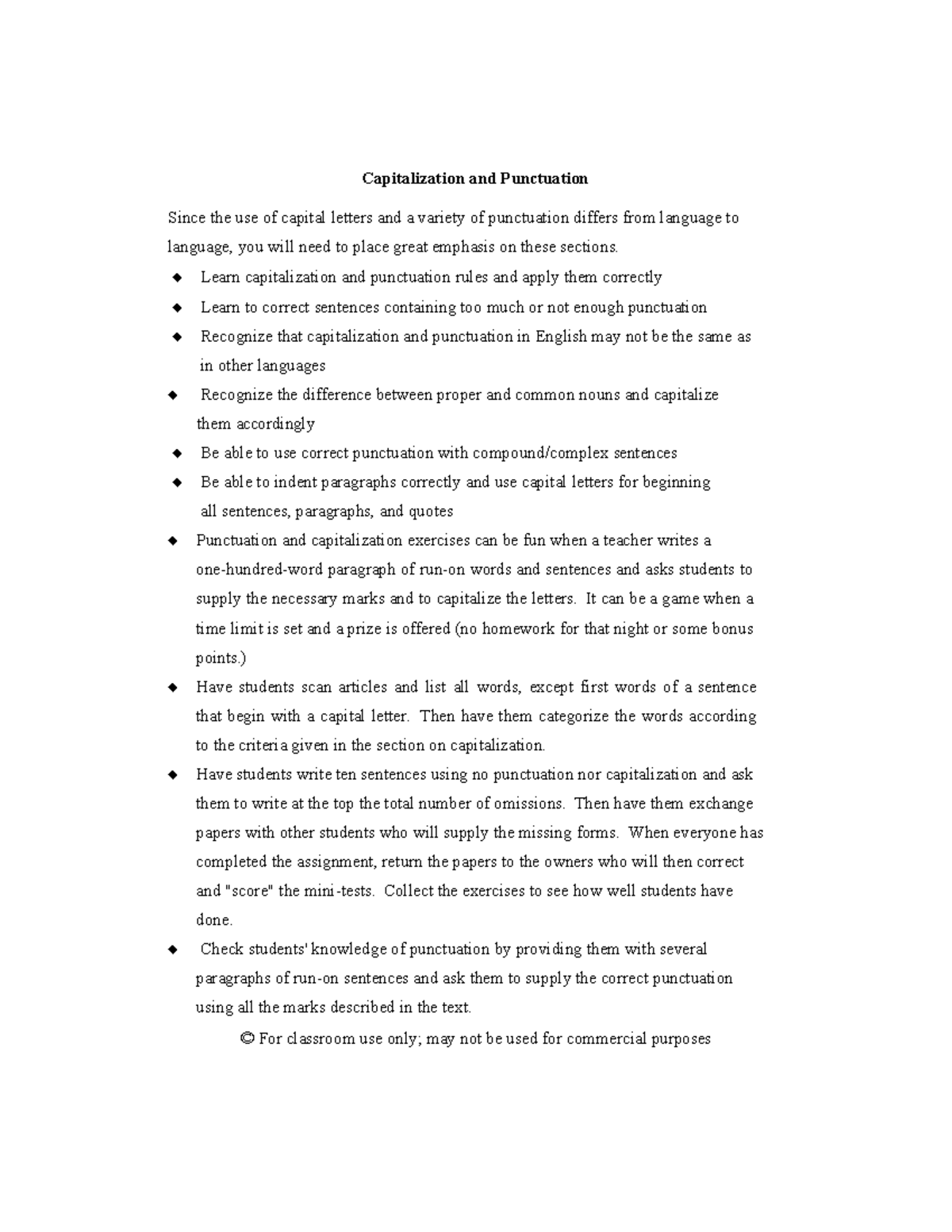 6PW - Lecture Notes on Capitalization and Punctuation Rules - Studocu