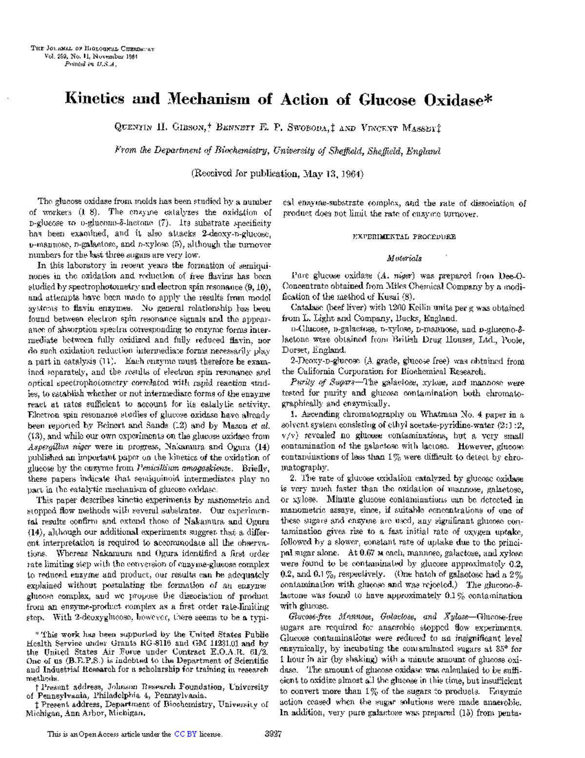 Kinetics and Mechanism of Glucose Oxidase Action (Biochem 239) - Studocu