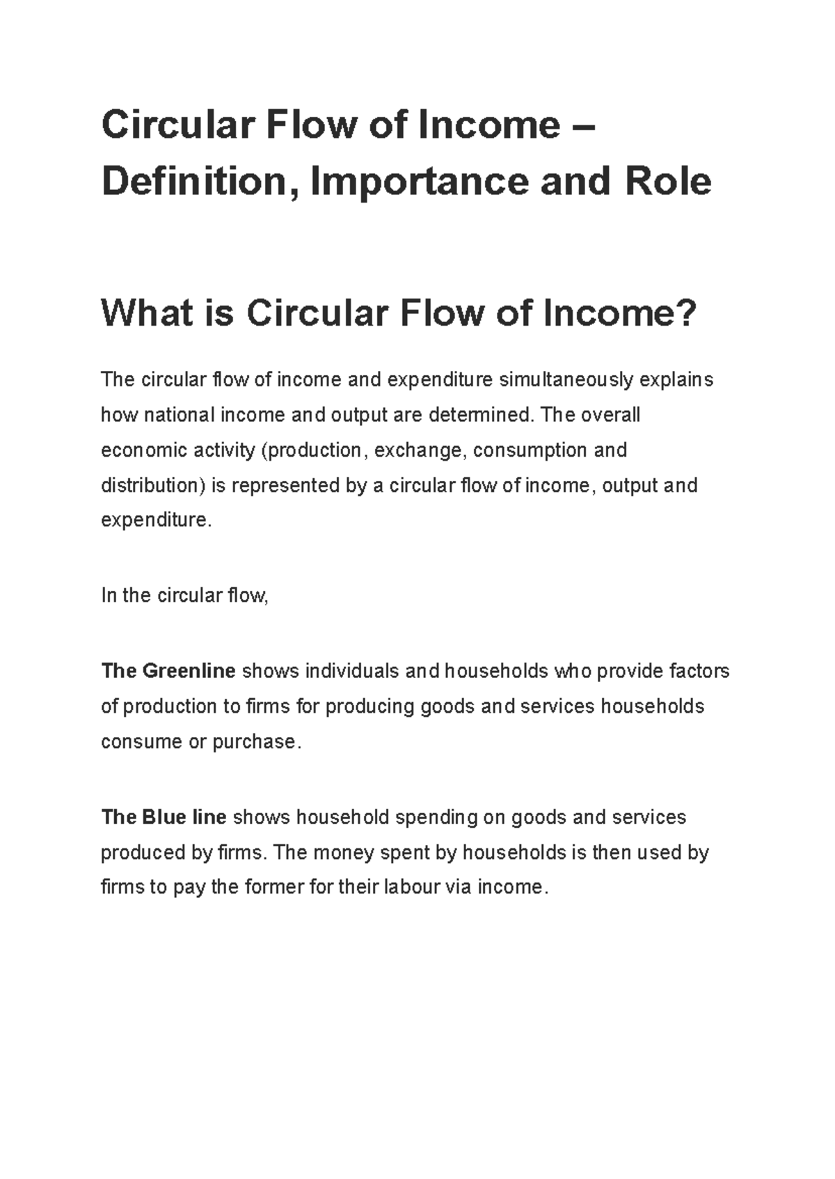 Circular Flow of Income - The overall economic activity (production ...
