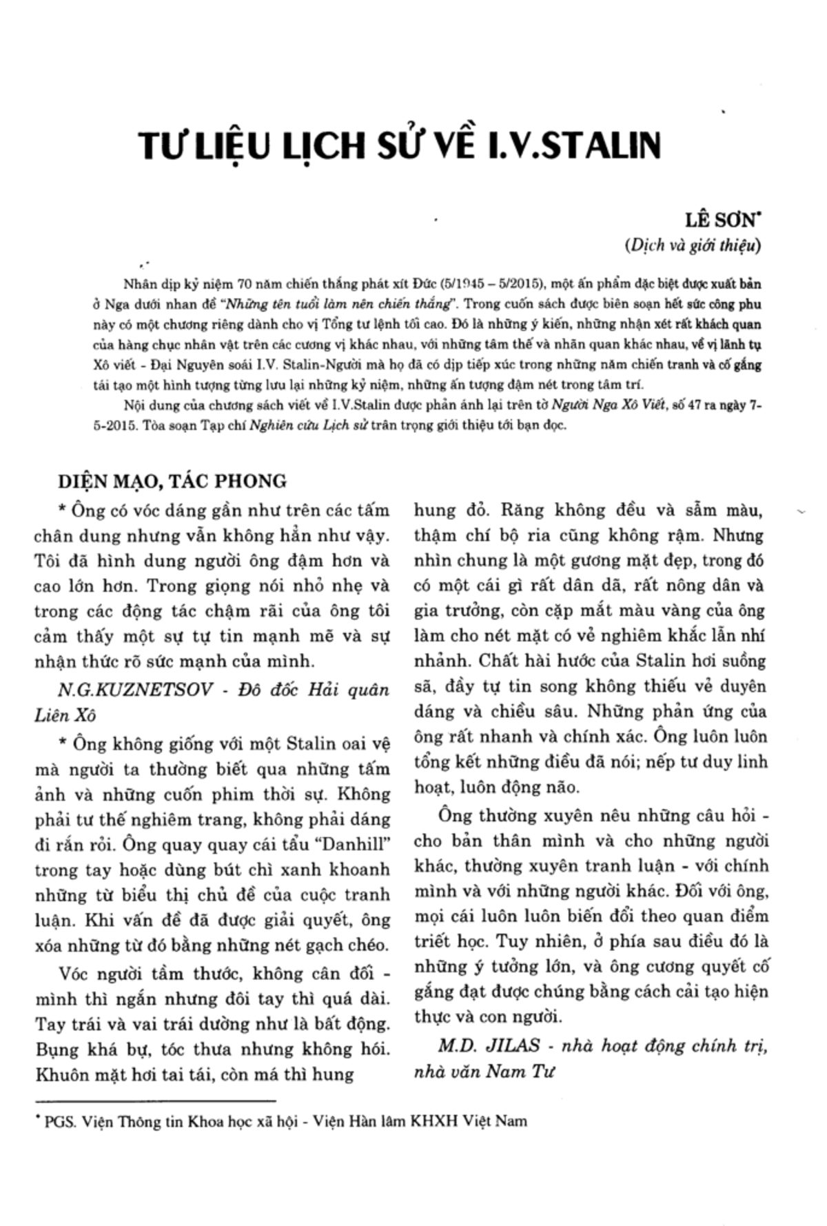 Tài Liệu Lịch Sử Về I.V. Stalin - 70 Năm Chiến Thắng Phát Xít Đức - Studocu