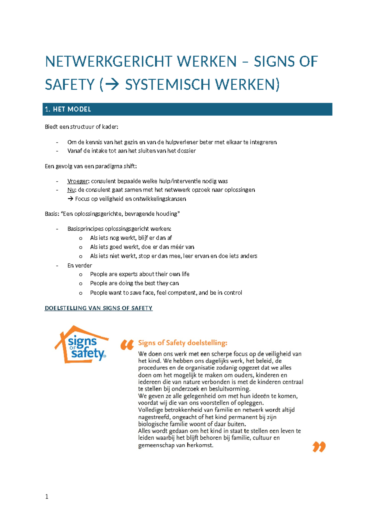 CC Netwerkgericht Werken - Signs of Safety: Kernconcepten en Methoden ...