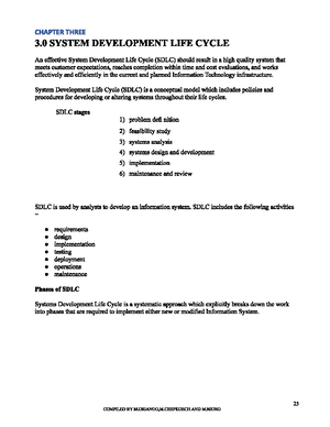 [Solved] Describe two stages of system development life cycle that are ...
