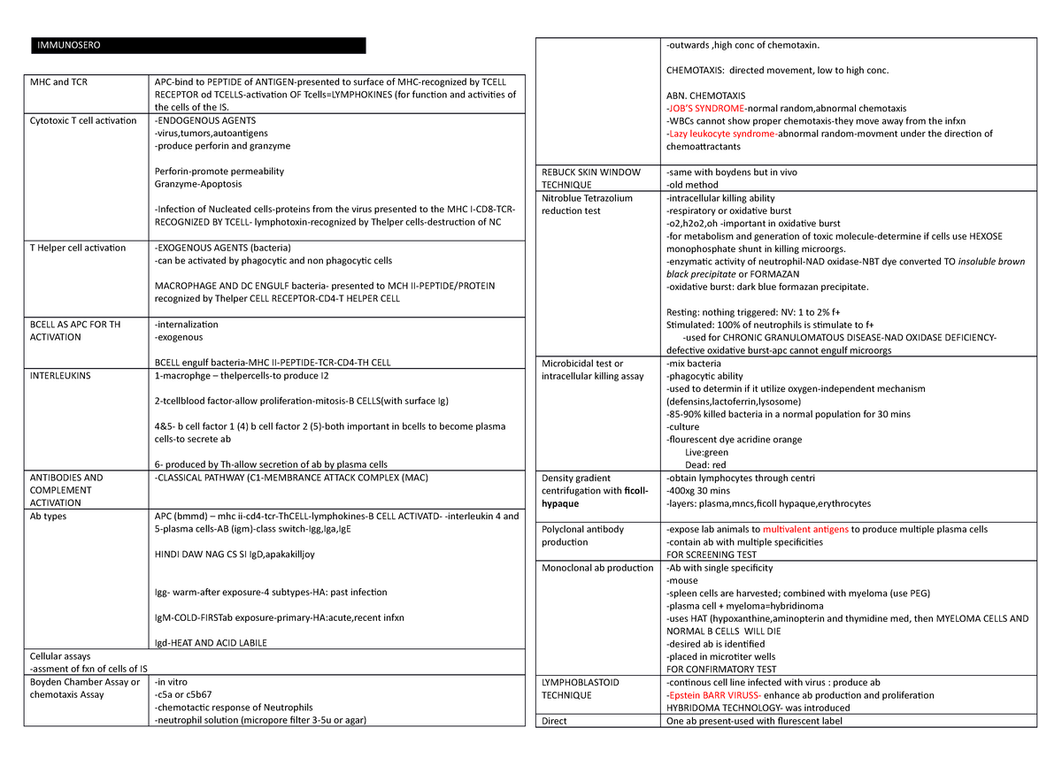 Immunosero - Comprehensive REVIEWER for Immunology Concepts - Studocu