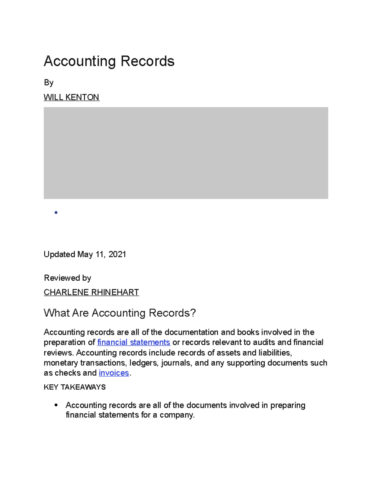 Acctng Record Overview: Essential Insights & Types of Records - Studocu