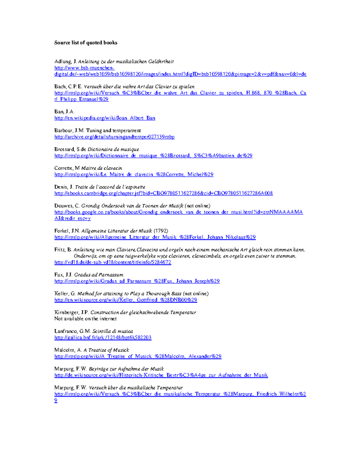18th Century Source List of Quotations on J.S. Bach - Studocu