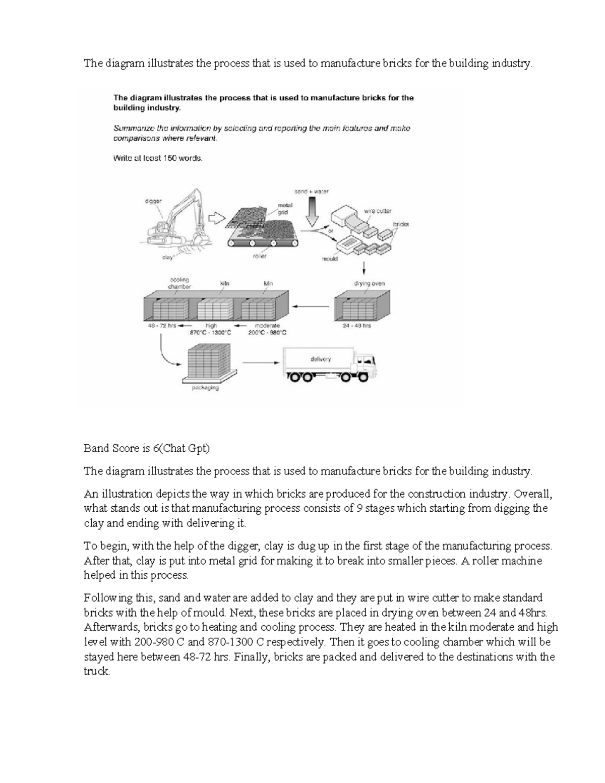IELTS Writing Task 1: Bricks Manufacturing Process Explained - Studocu