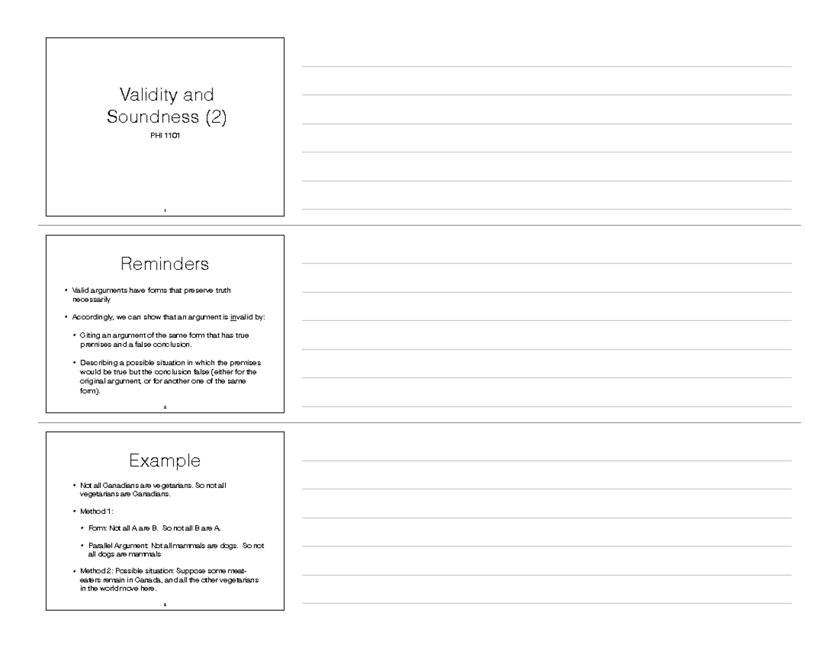 Validity and Soundness Overview - PHI 1101 Slides 6 - Studocu