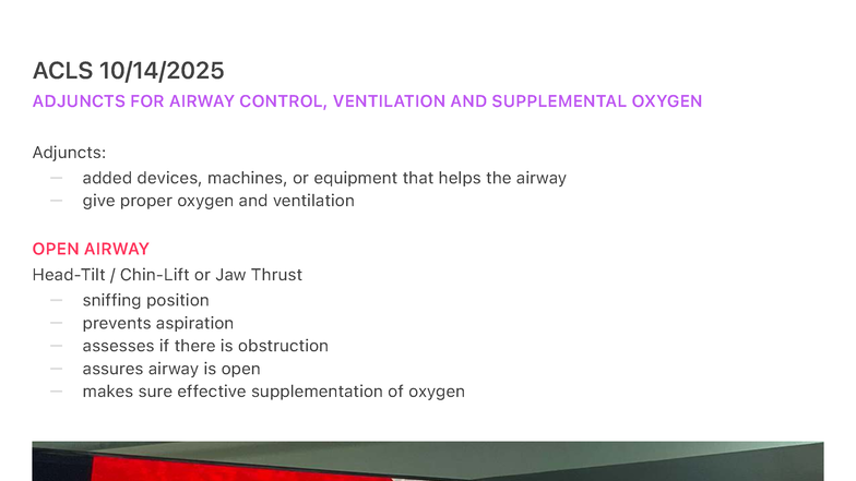 ACLS 10 14 2025 - Airway Control & Ventilation Techniques - Studocu