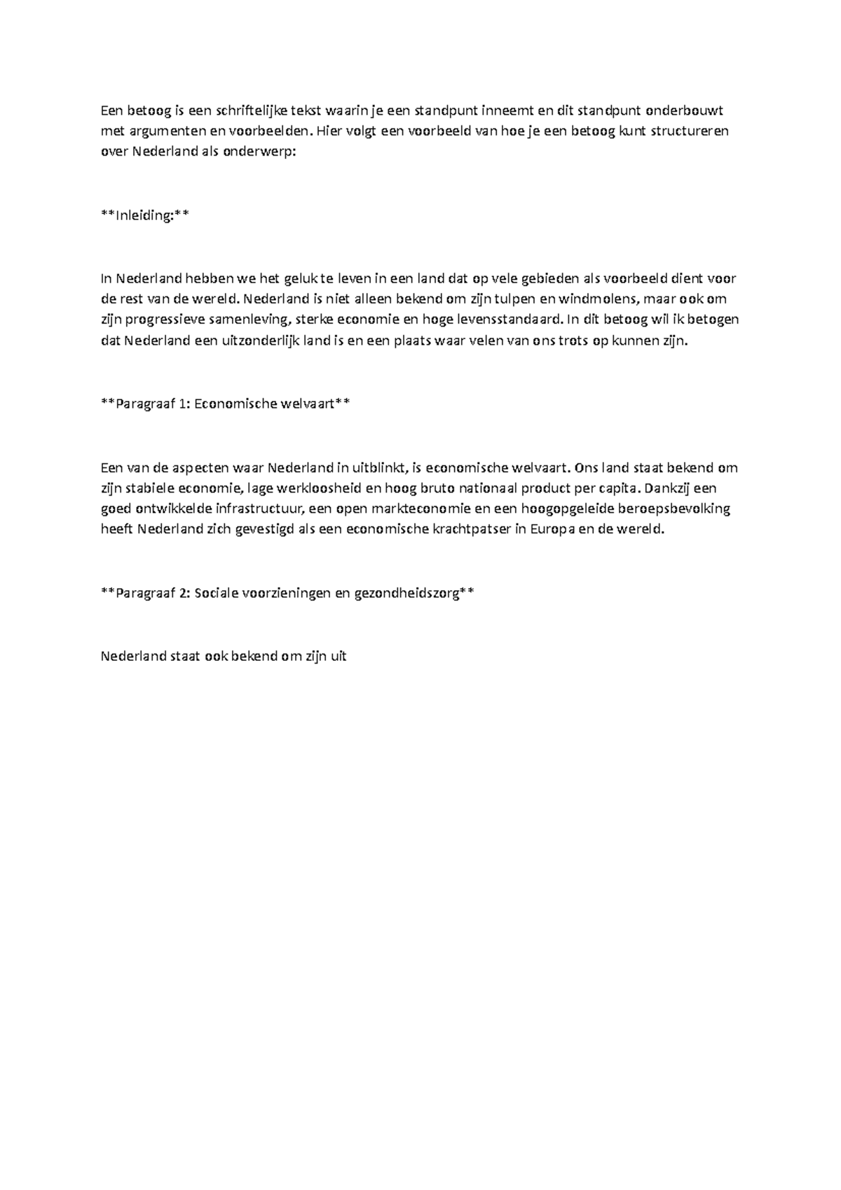 Nl - Betoog Structuur en Argumentatie over Nederland - Studeersnel