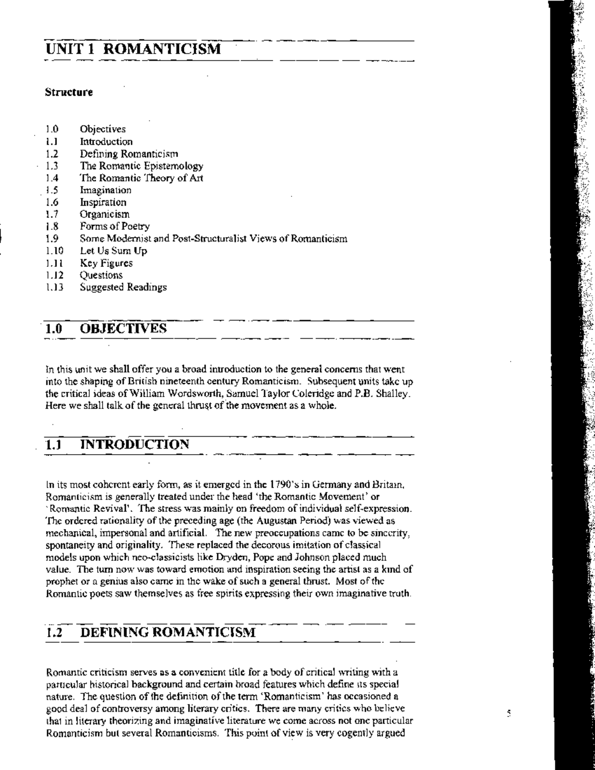 Unit-1: Understanding Romanticism in Literature - IGNOU Notes - Studocu
