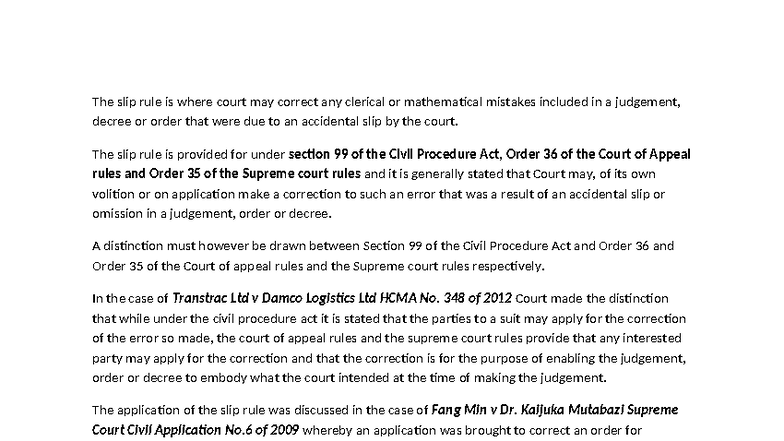 The Slip Rule Under CP: Understanding Corrections in Judgements - Studocu