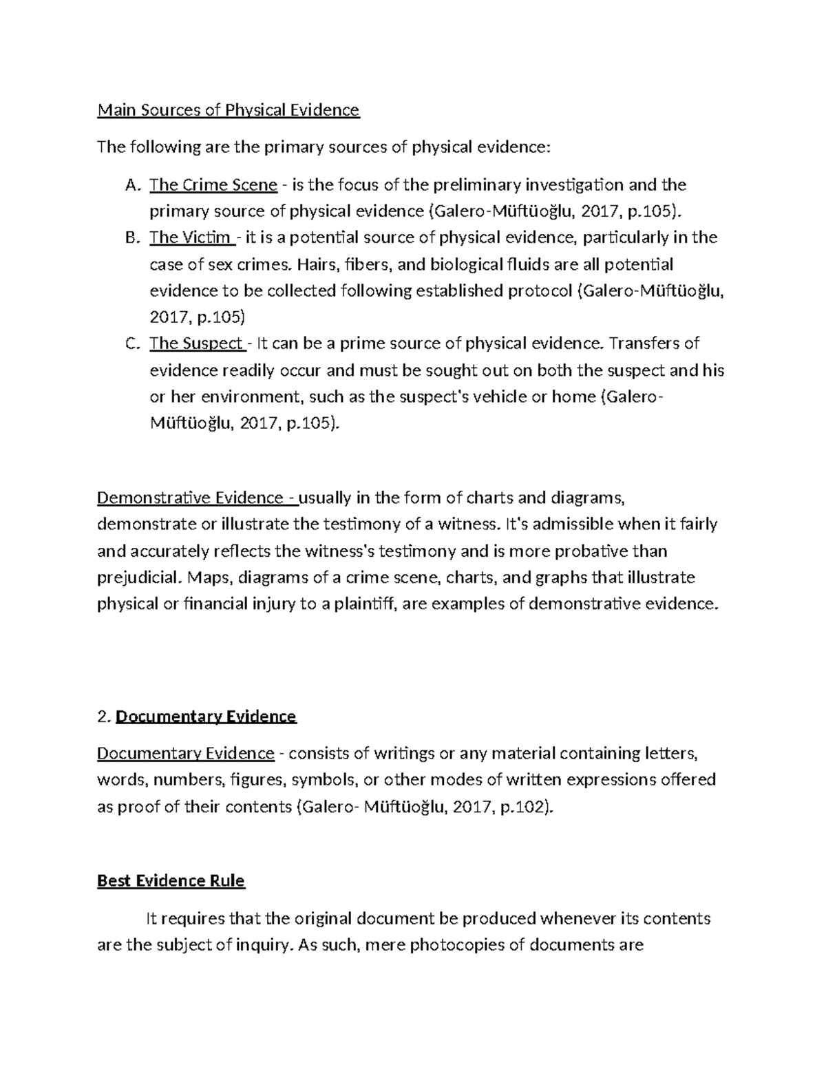 Main Sources of Physical Evidence: An Overview of Types and Rules - Studocu