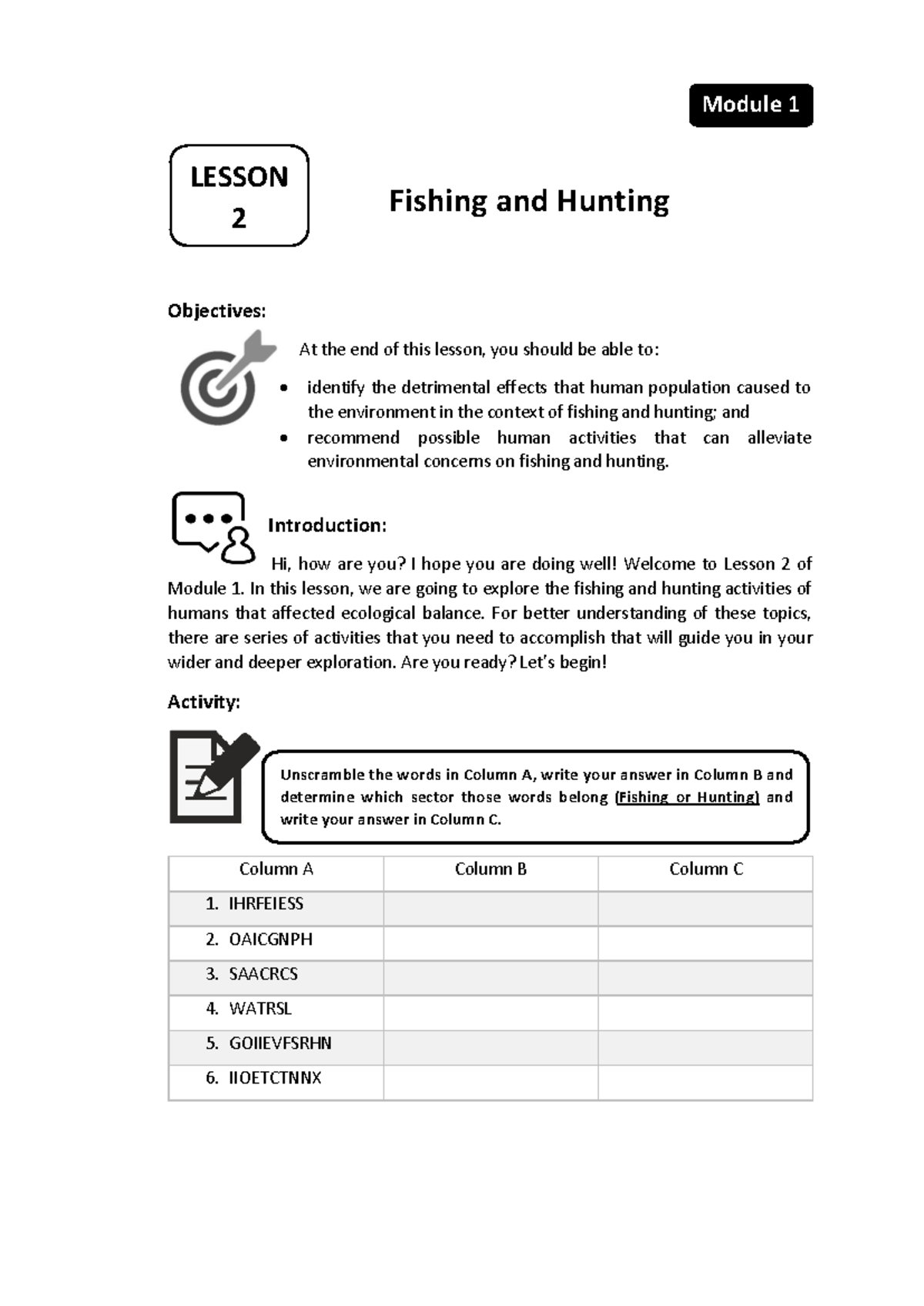 Inbound 4740038700140500595 - Fishing and Hunting ####### Objectives ...