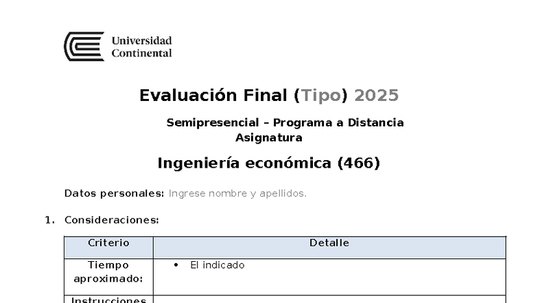 Examen Final Ingeco 2025 - Evaluación de Proyecto Petrolero - Studocu