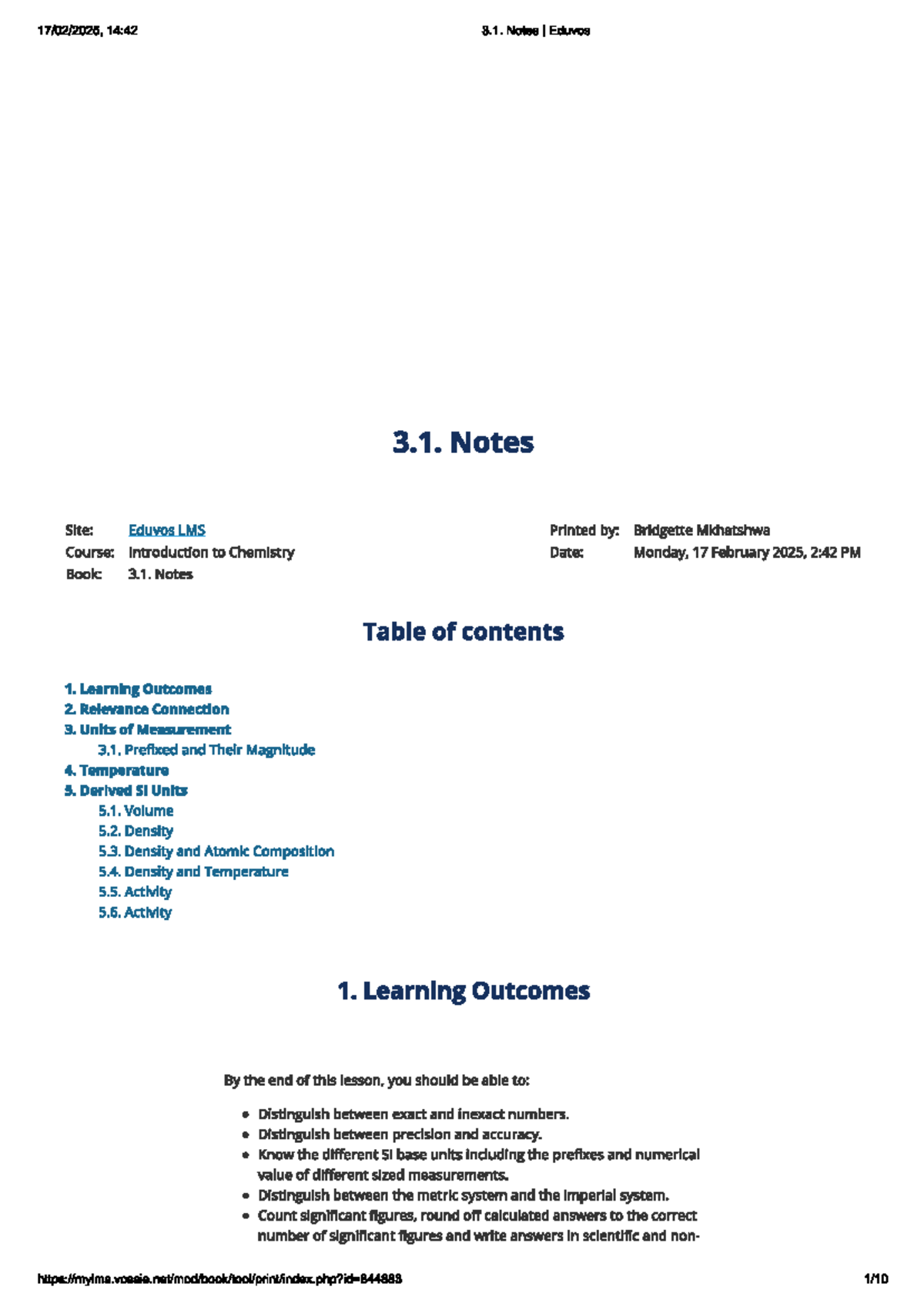 Introduction to chemistry: Measurement of matter notes (Eduvos 3.1 ...