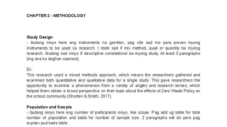 CHAPTER 2 METHODOLOGY: Research Design and Instruments for Study - Studocu