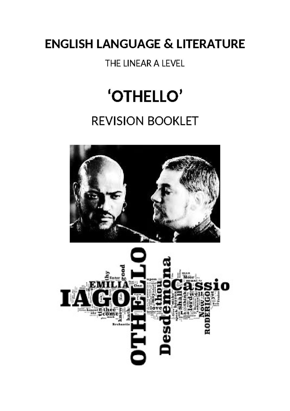 A Level English Literature: Othello Revision Booklet Guide - Studocu
