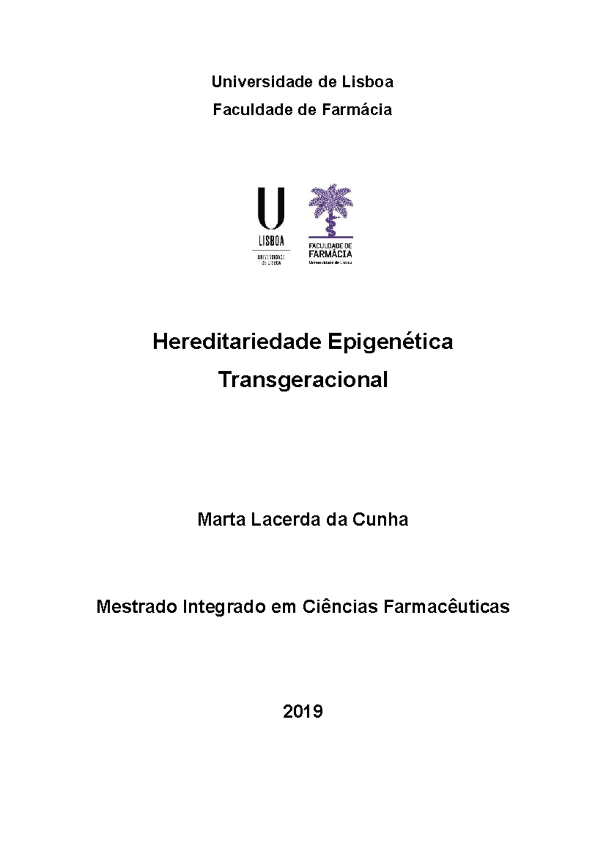 Monografia de Mestrado: Hereditariedade Epigenética Transgeracional ...