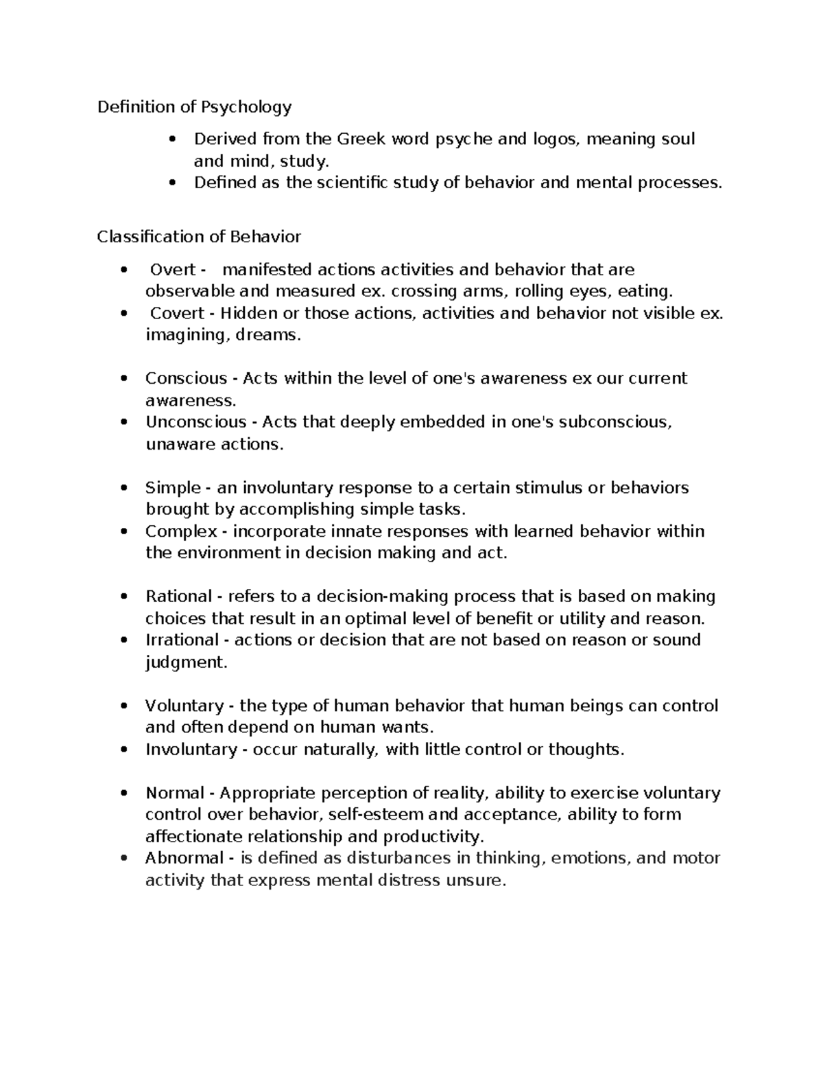 Chapter 1 - Introduction to Psychology: Key Concepts and Terms - Studocu