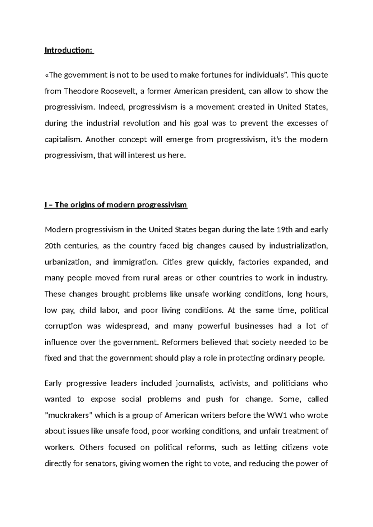 Modern Progressivism: Evolution of the Democratic Party (TD Anglais ...