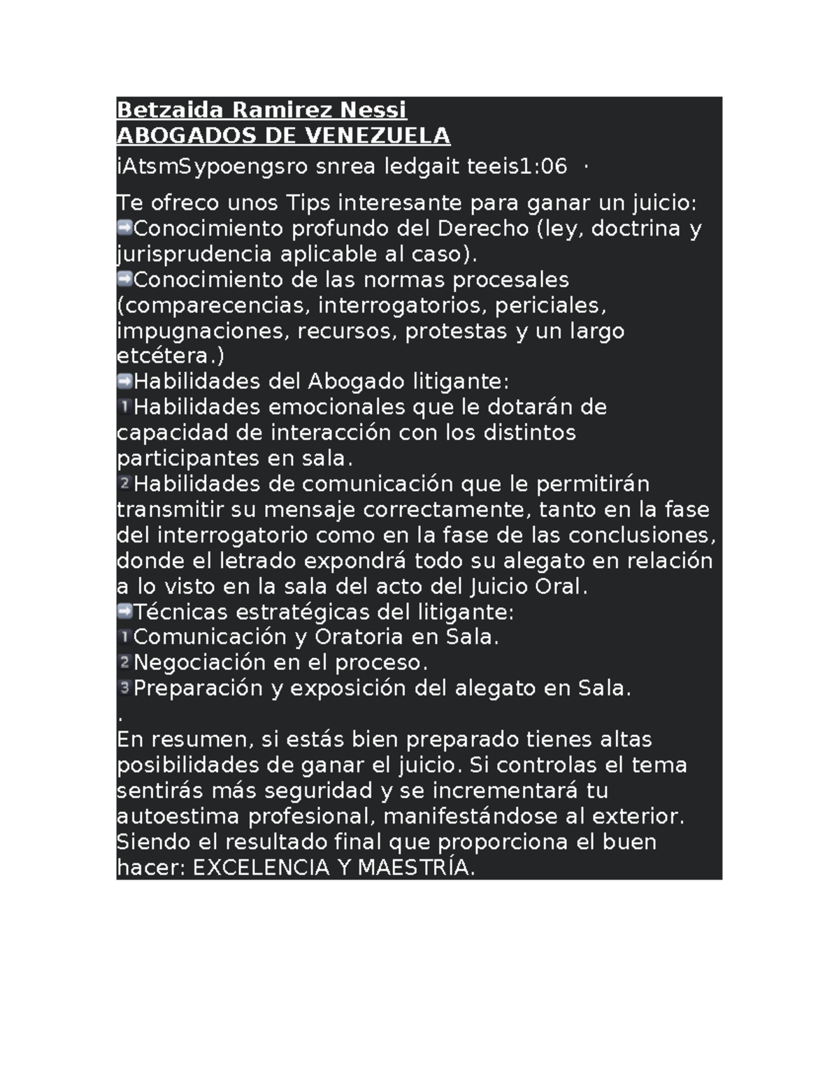 Arte de litigar - litigacion - Betzaida Ramirez Nessi ABOGADOS DE ...