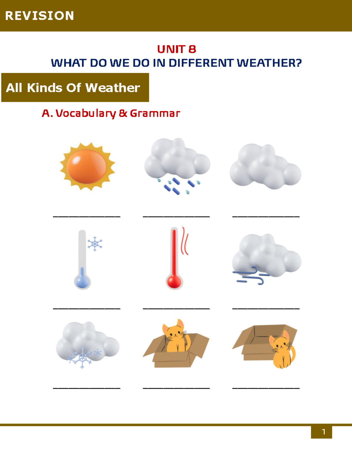 G2 U8 Revision 1 - Weather Vocabulary & Grammar Practice - Studocu