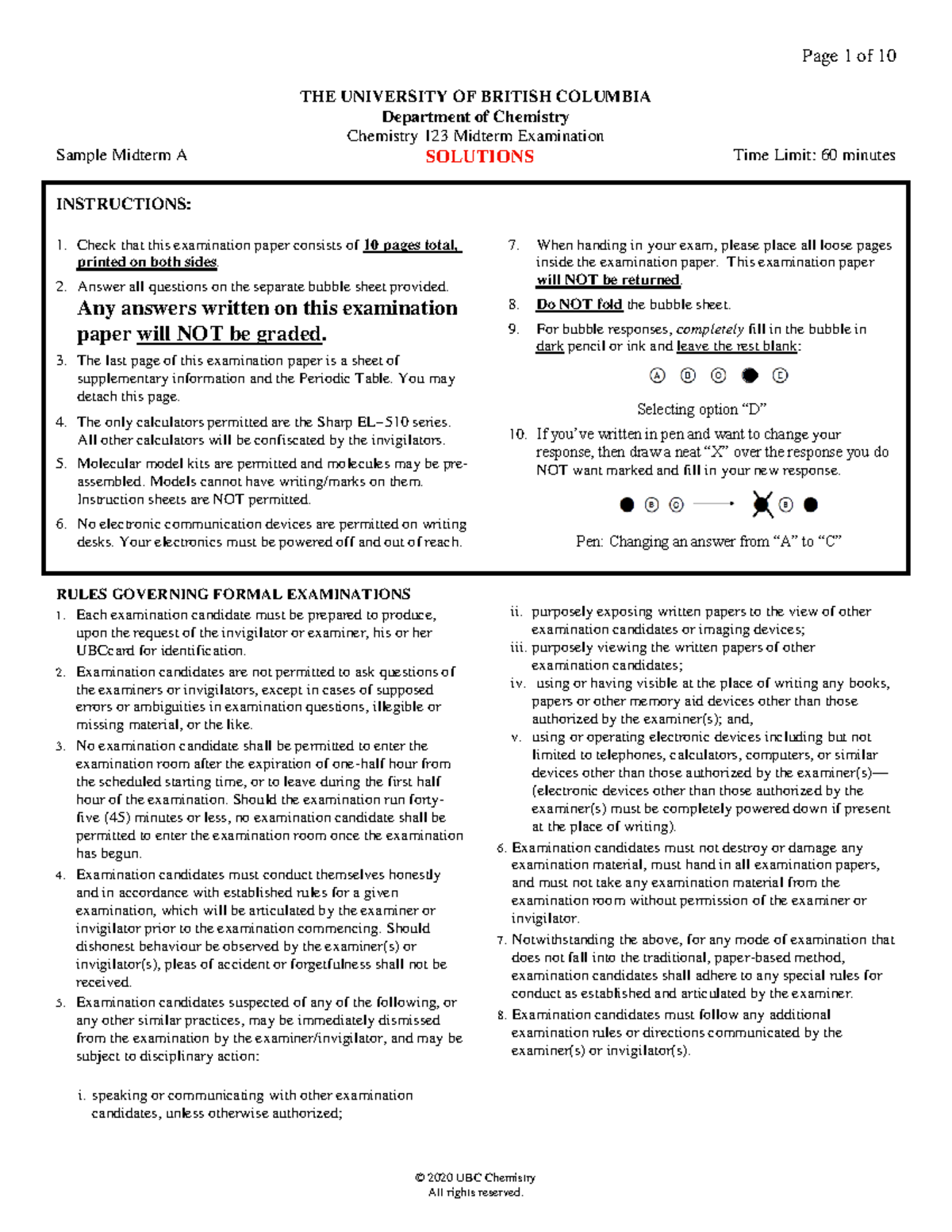 Sample Solutions for Chemistry 12 Midterm A (2024S2) - Studocu